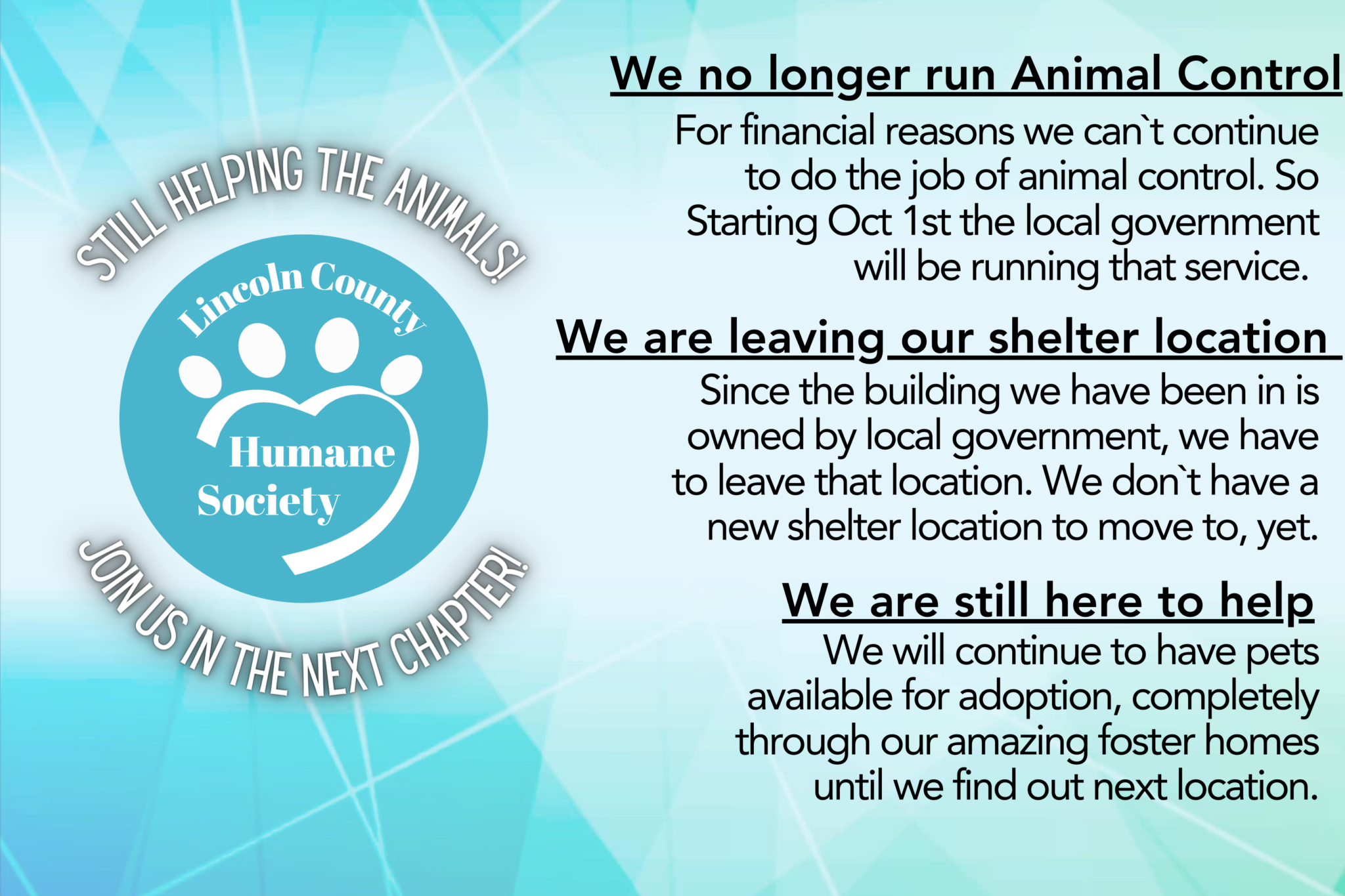 Humane Society of Lincoln County – Non-profit animal shelter serving ...